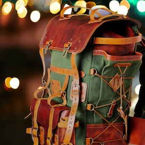 Handmade | Bushcraft Backpack | Leather Canvas Backpack | 50 L | Daily ...