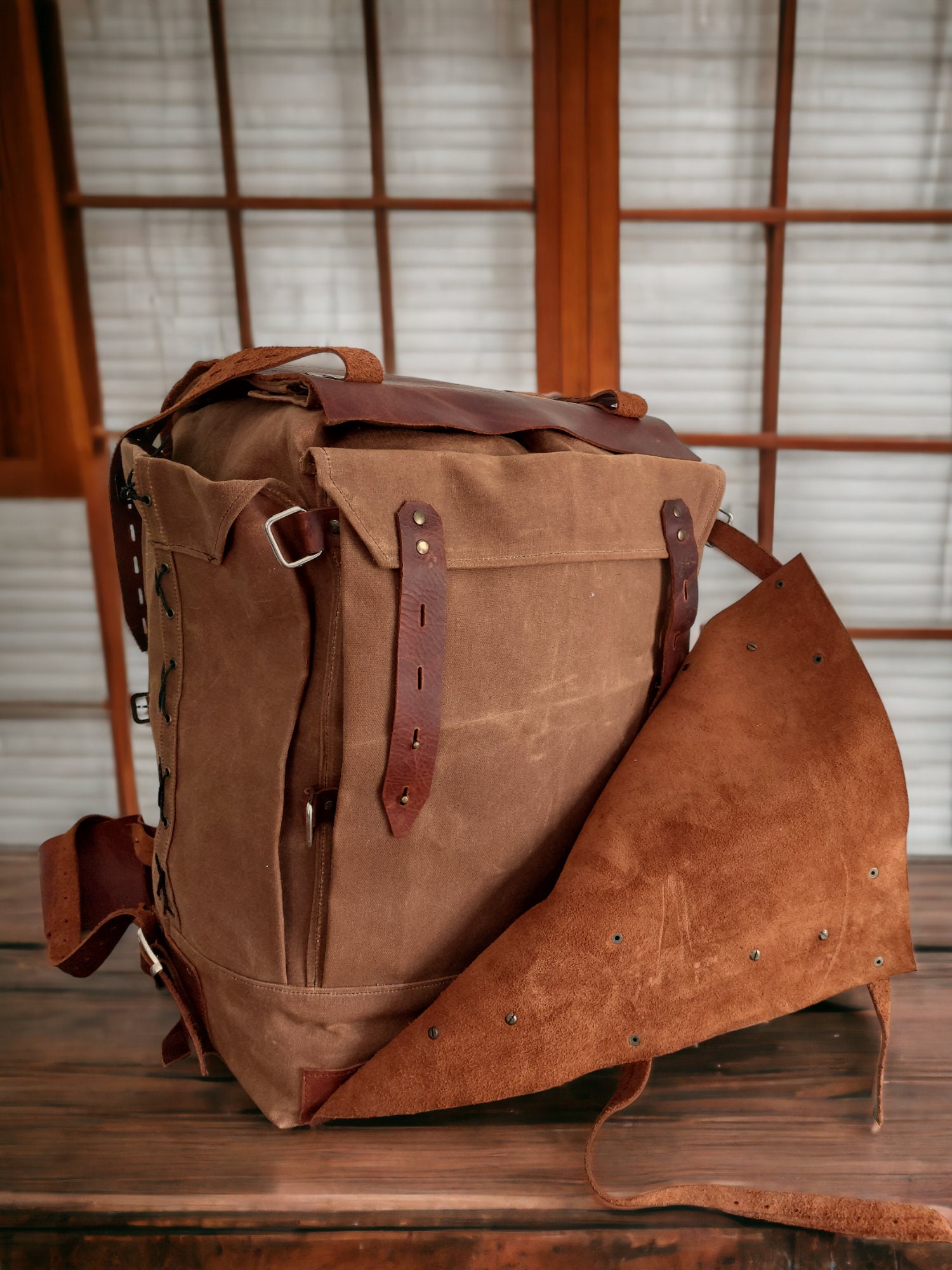80 Liter | Camping Backpack | Bushcraft Backpack |leather Canvas ...