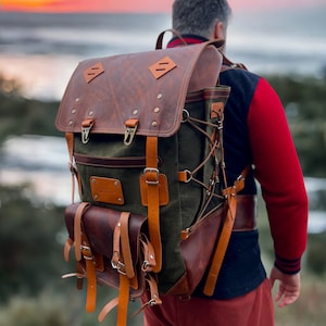 Handmade | Bushcraft Backpack | Canvas Leather Backpack | 50 L | Daily ...