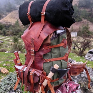 New Model | Handmade Custom Leather and Waxed Backpack for Travel ...