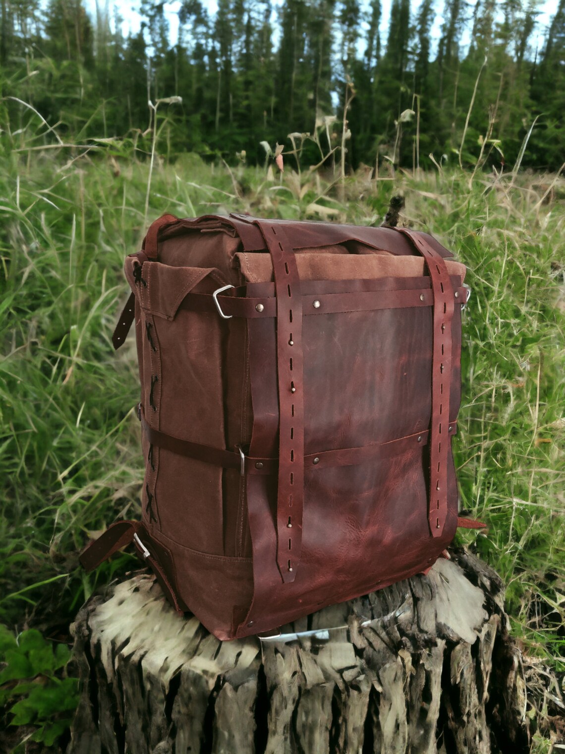 80 Liter | Camping Backpack | Bushcraft Backpack |leather Canvas ...