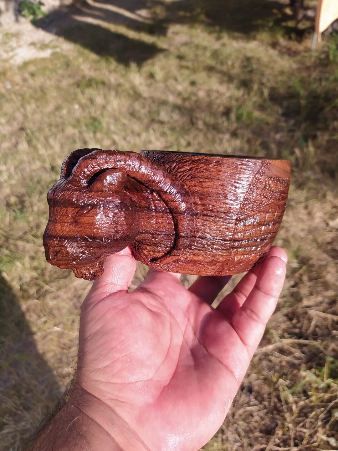 Goat Kuksa, Bushcraft Handmade Kuksa, Wooden Mug Lion Claw Model ...