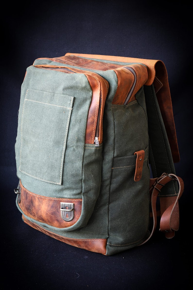 With Zipper | Handmade | Hiking Backpack | Daypack | Custom | Leather ...
