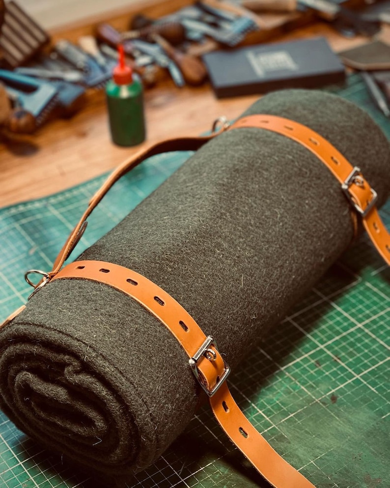 Bushcraft Wool Blanket Sleeping Bag Handmade Leather Strap - Etsy
