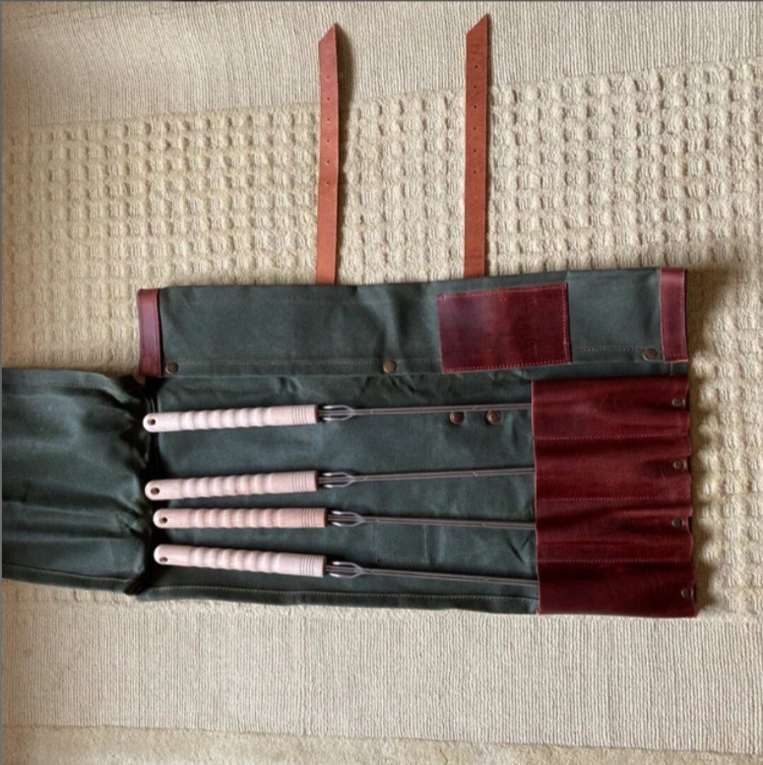 Campfire Skewers Bag, Leather and Canvas - Etsy
