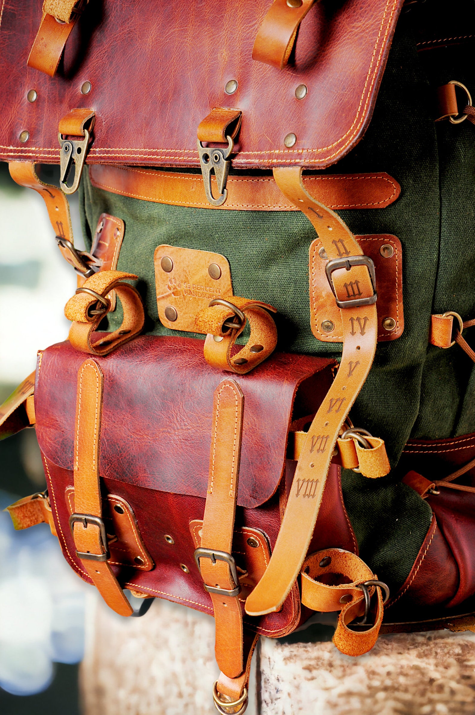 Handmade | Bushcraft Backpack | Leather Canvas Backpack | 50 L | Daily ...