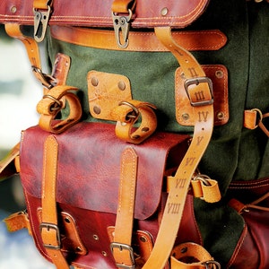 Handmade | Bushcraft Backpack | Leather Canvas Backpack | 50 L | Daily ...