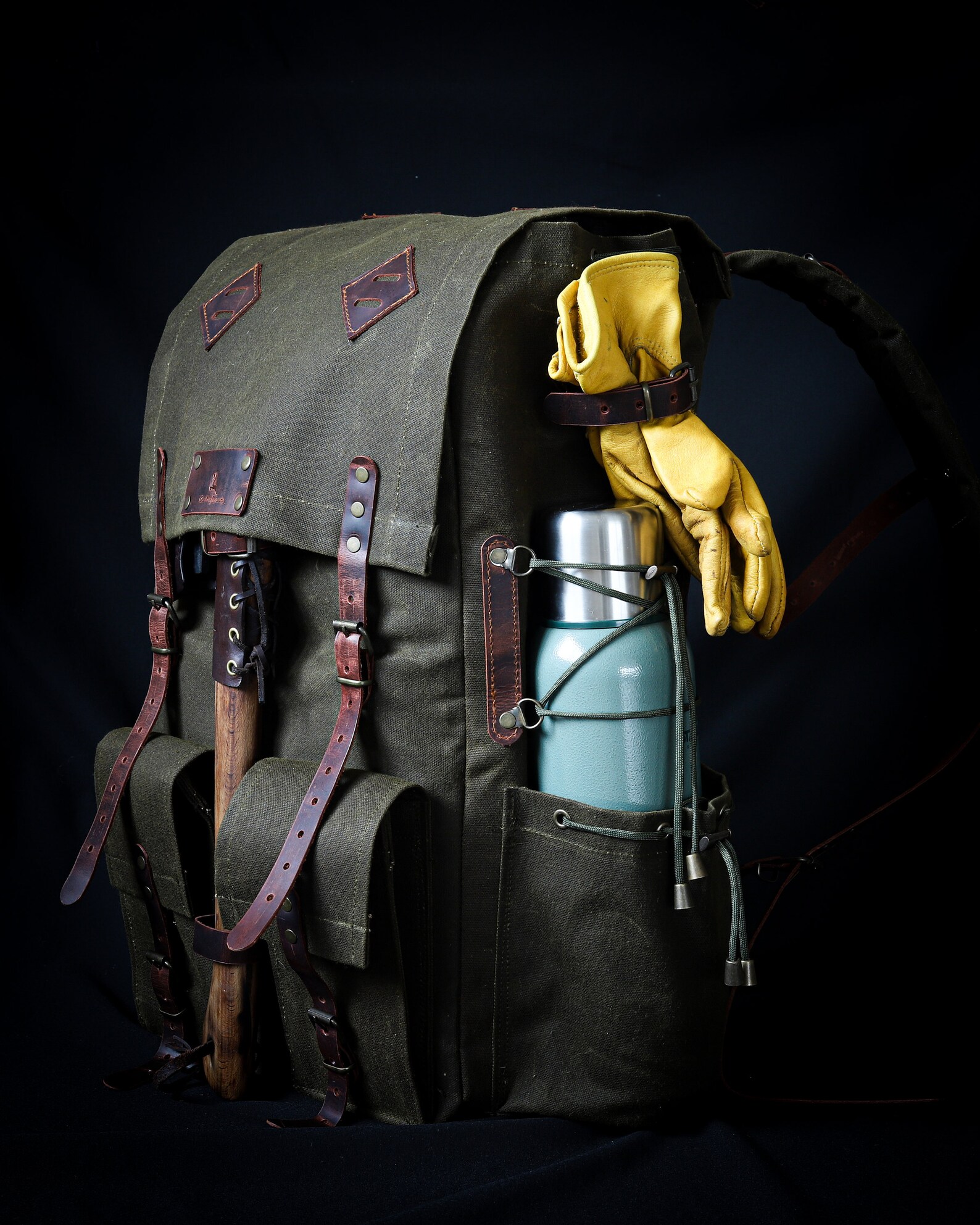 Handmade Leather, Waxed Canvas Backpack for Travel, Camping, Hunting ...