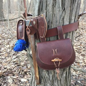Handmade Bushcraft Leather Utility Belt Set Tool Belt Suspenders Pouch ...