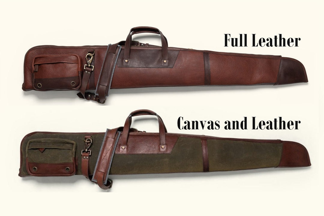 Handmade Leather Shotgun Bag Canvas Shotgun Bag Waxed Canvas Leather ...