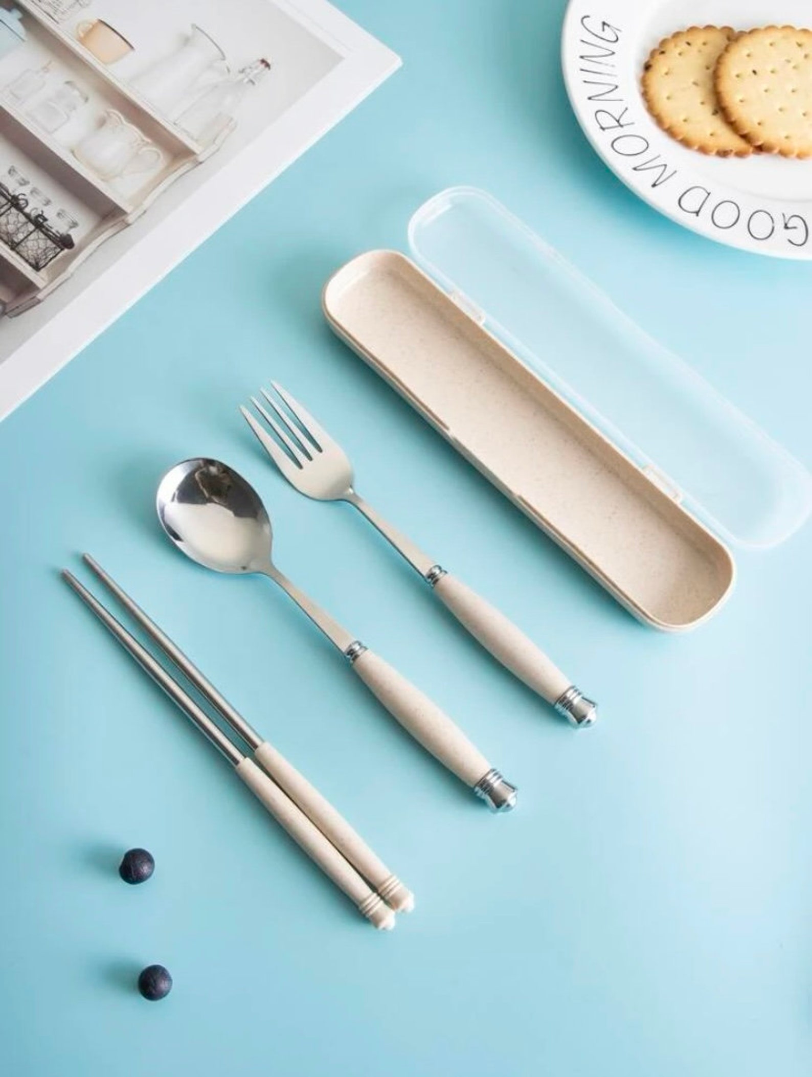 Four Piece Travel Cutlery Set / Portable Cutlery / Lunch / - Etsy