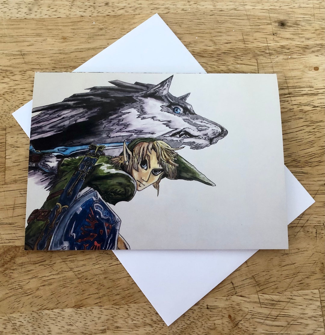 Link & Wolf Link, Greeting Card. Art|gamer Fan|geek Gift|nerd|gamer|art ...