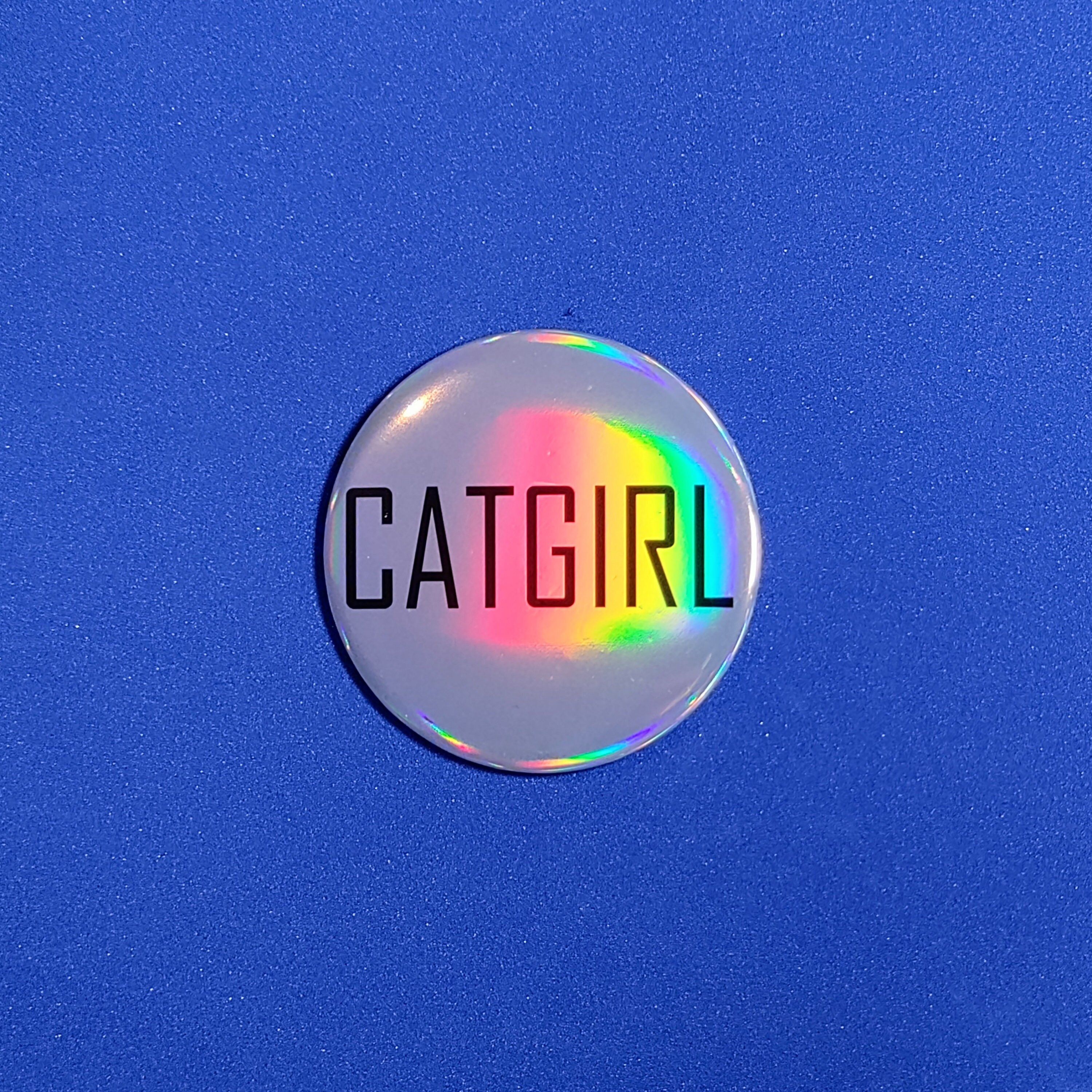 Holographic Catboy Catgirl Cryptid Monster Badges 58mm - Etsy