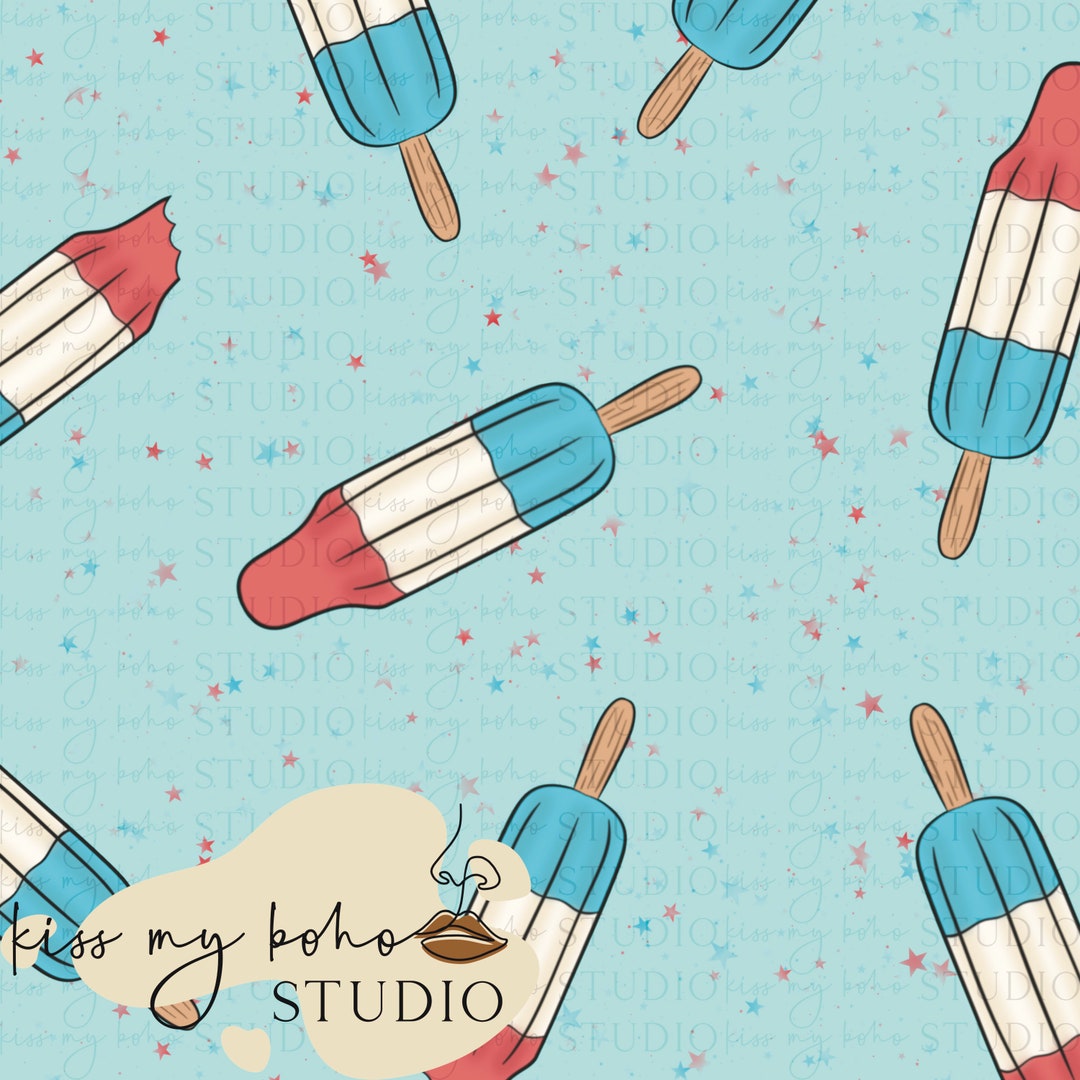 Red, White, and Blue Ice Pop Seamless File, 4th of July Sublimation ...