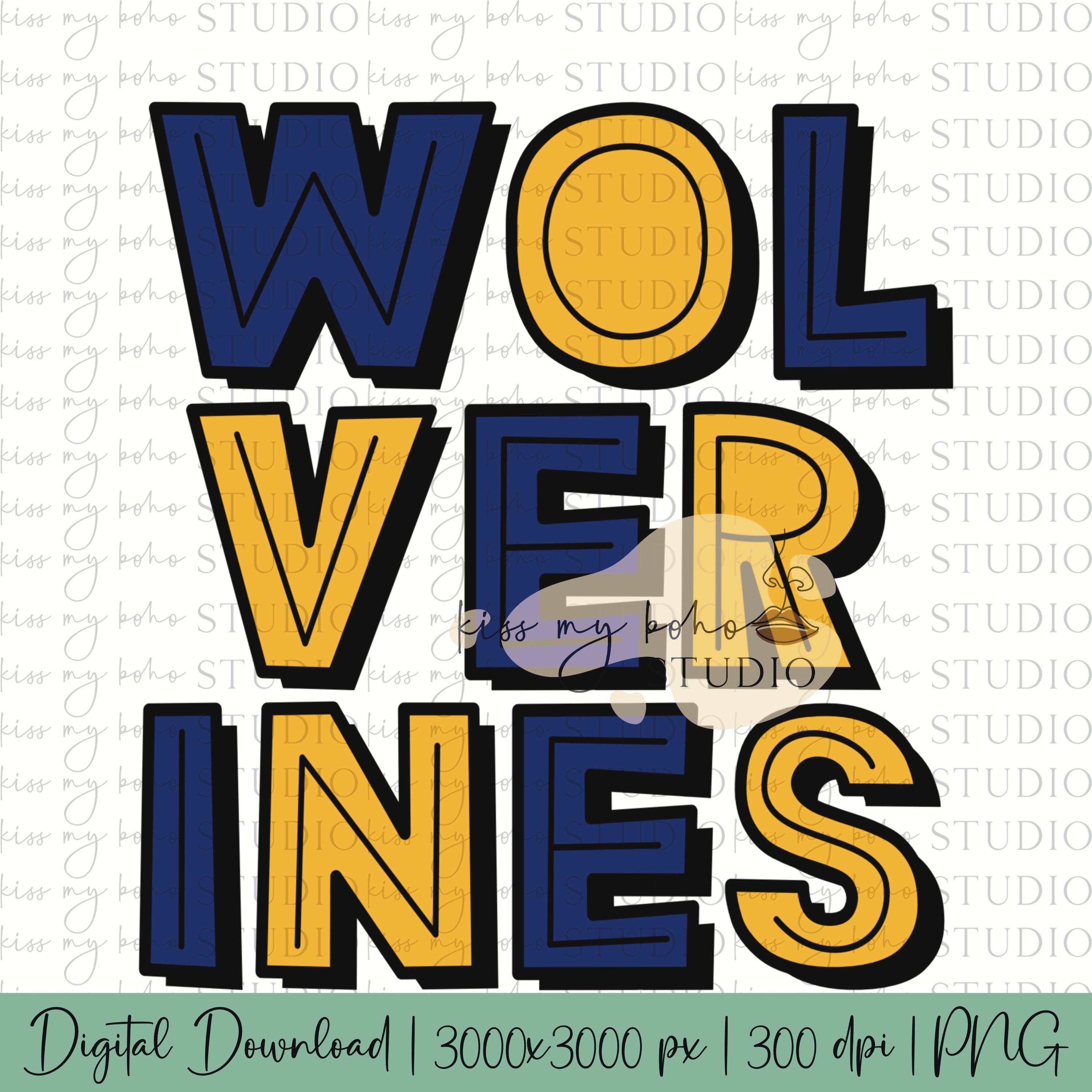 Blue and Gold Wolverines PNG, Team Name Sublimation File, Baseball ...
