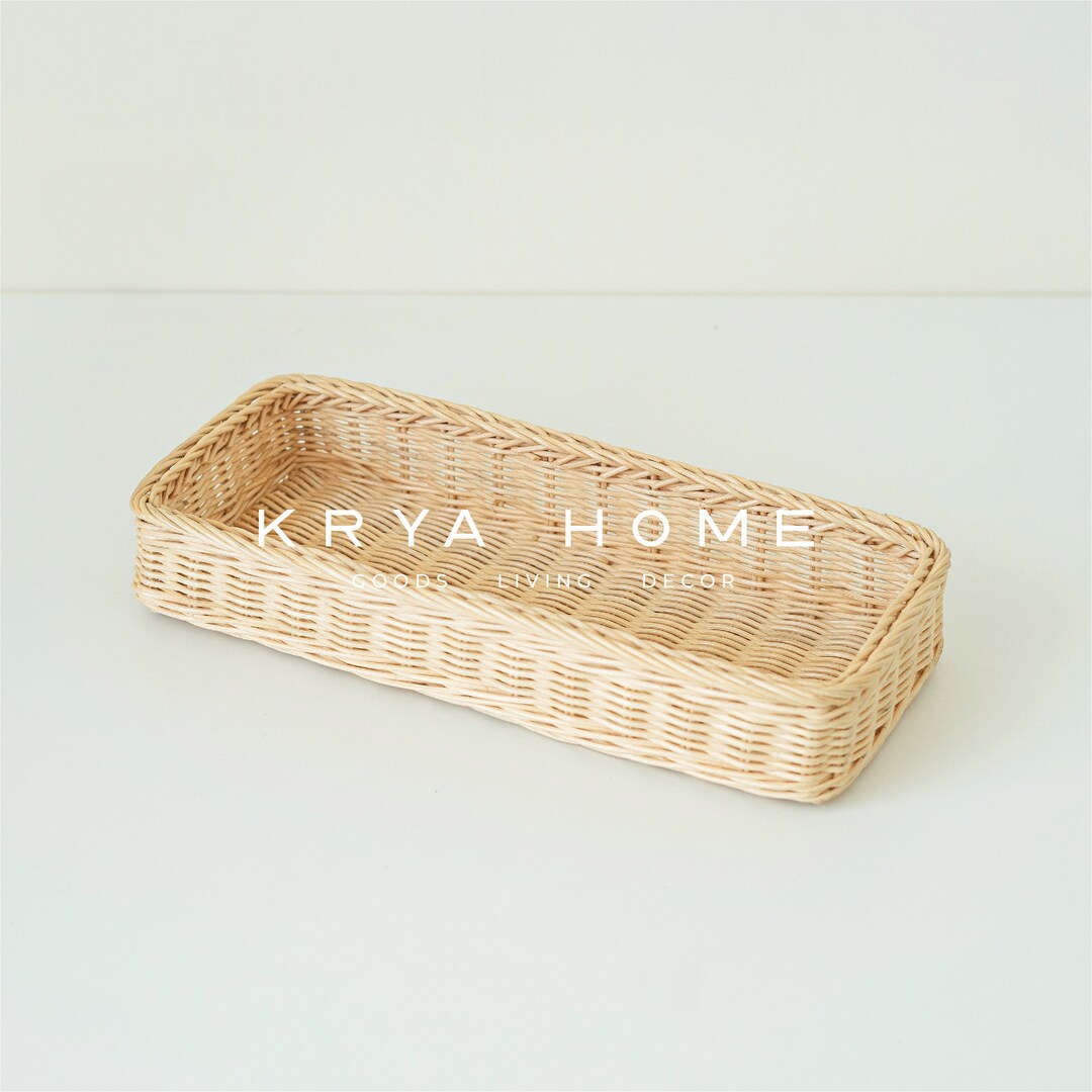 Handwoven Rattan Tray Rectangle Woven Rattan Tray Wicker - Etsy