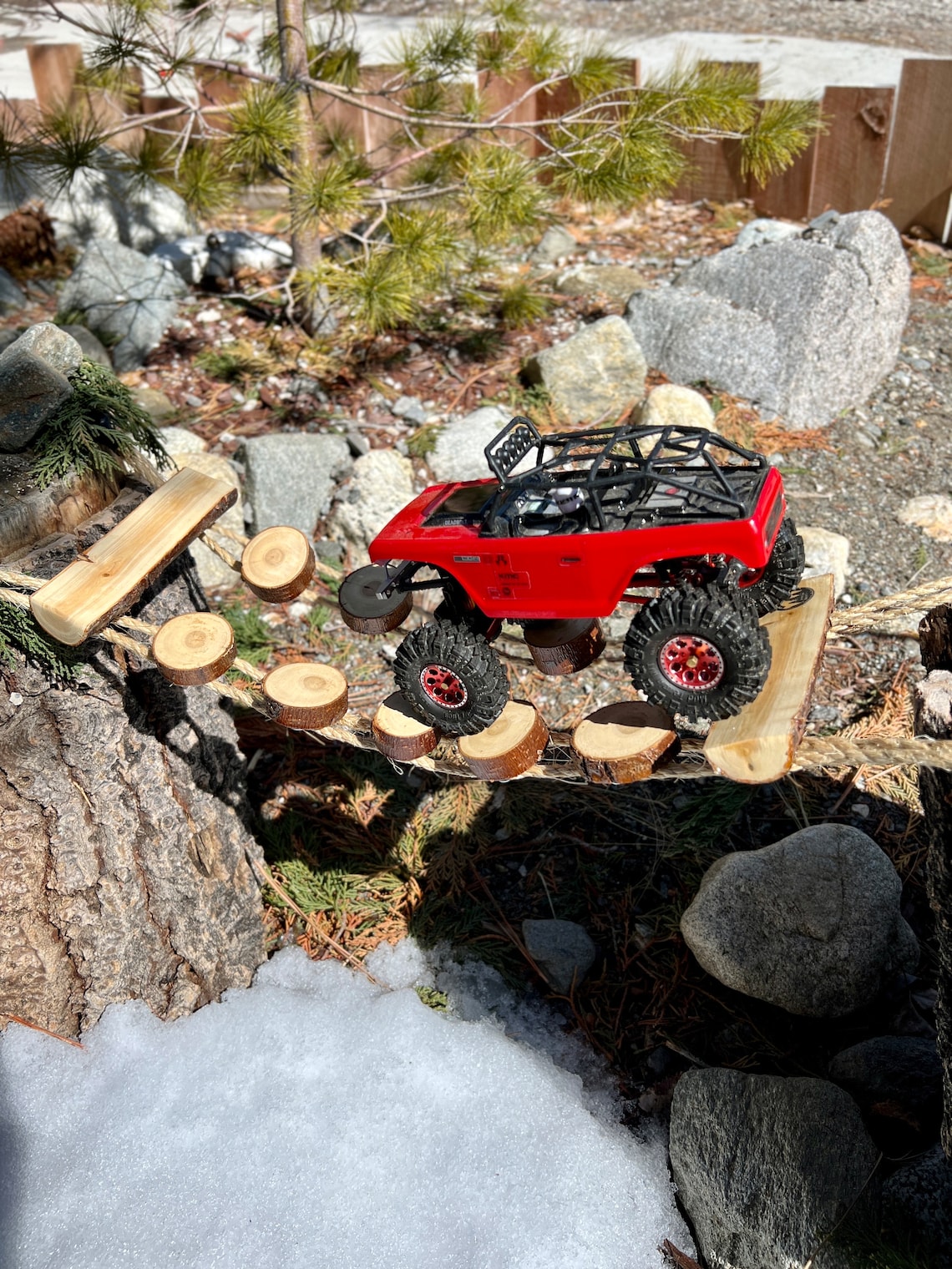 Rock Crawler Bridge 18" 'round Applewood' #1 for Rcs 1/24, 1/18 SCX24 ...