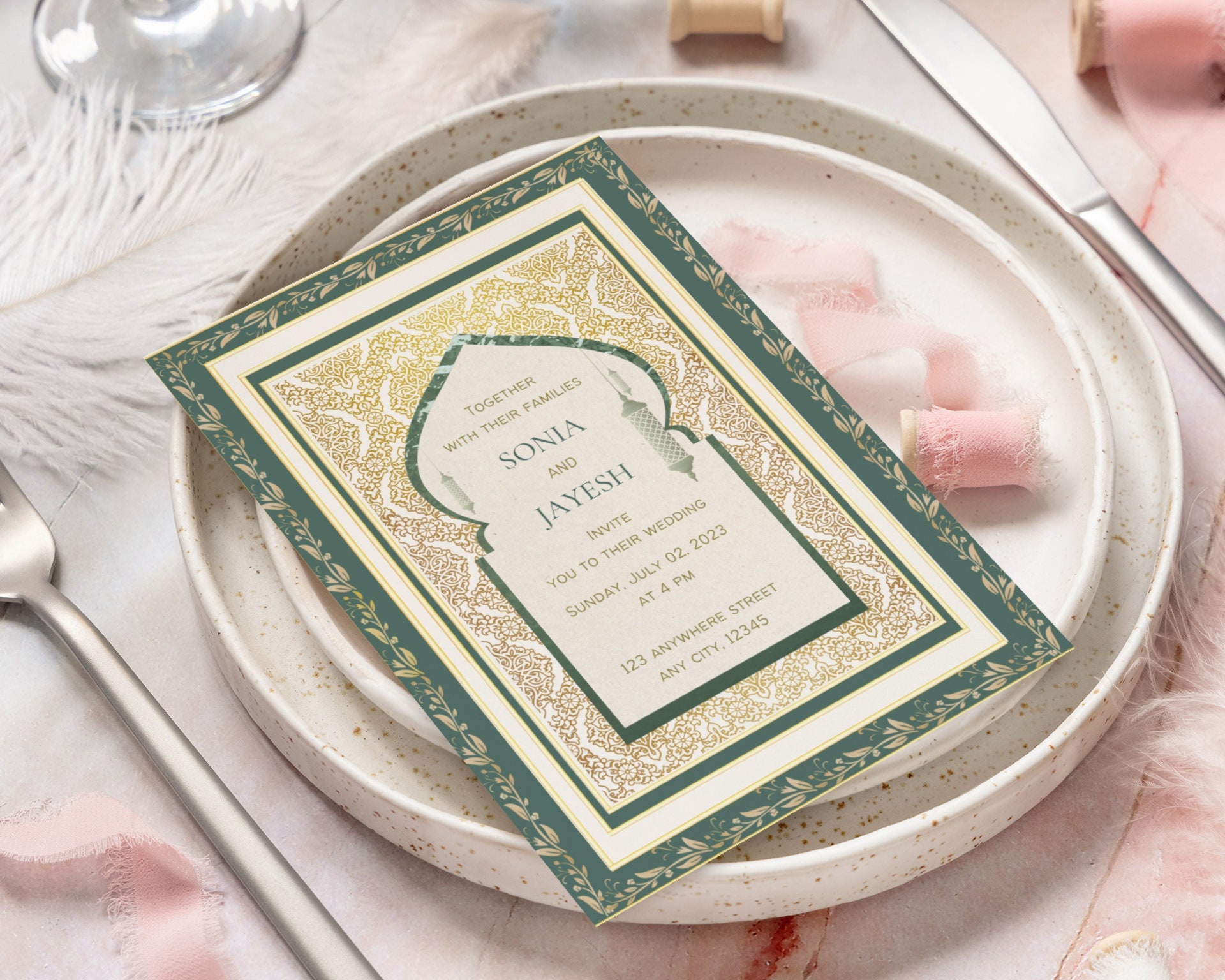 Indian Wedding Invitation, Customized Wedding Template, Elegant Wedding ...