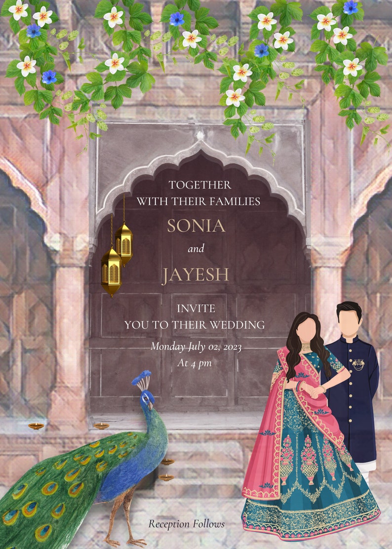 Indian Wedding Invitation, Customized Wedding Template, Elegant Wedding ...