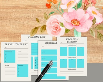 Travel Itinerary Template, Editable Canva Template, Digital Trip ...