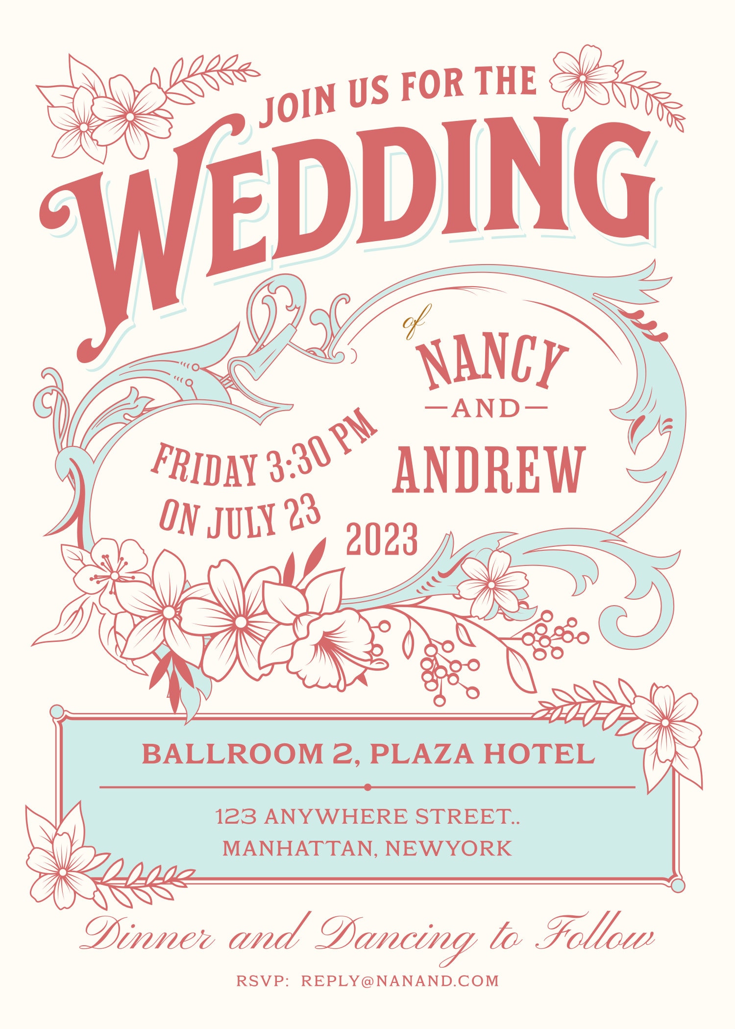 Vintage Wedding Invitation, Retro Wedding Invitation, Customizable ...