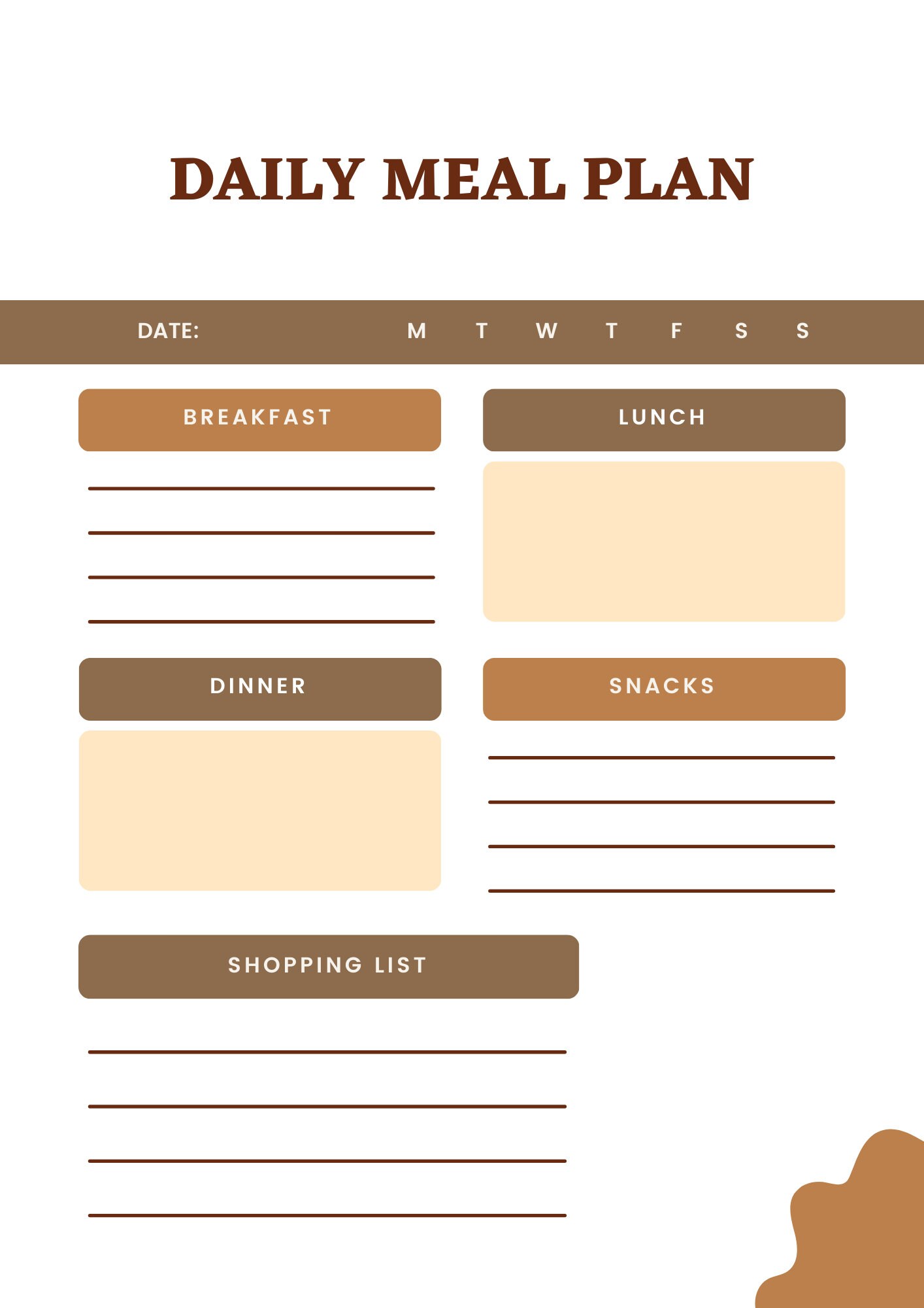 Meal Planner Printable, Daily Food Journal, Grocery List, Meal Prep ...