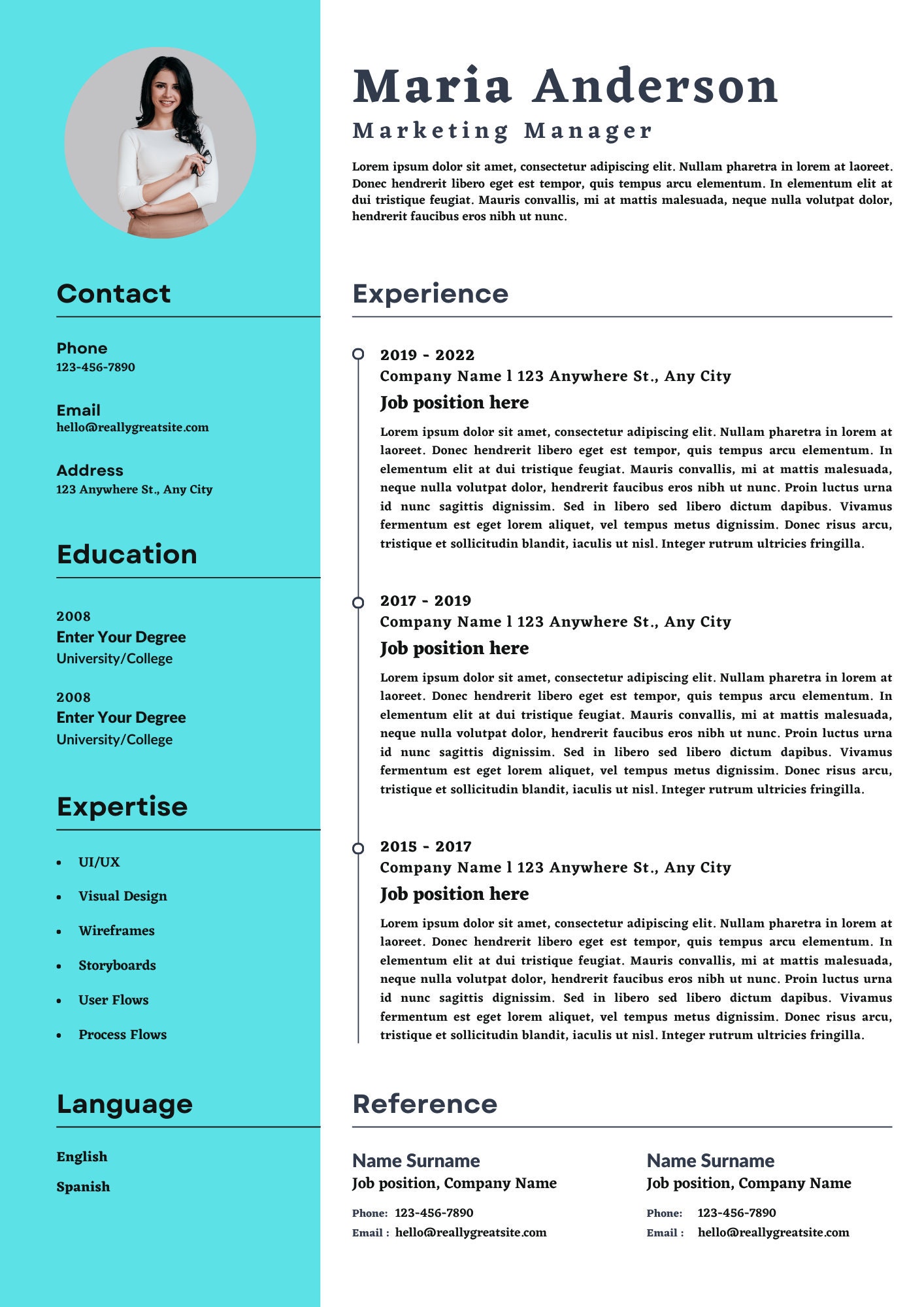 Marketing Manager Resume Template, Professional Resume Template, CV ...