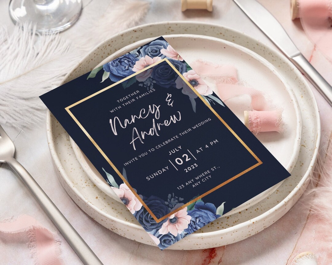 Digital Wedding Invitation, Customizable Wedding Invitation ...