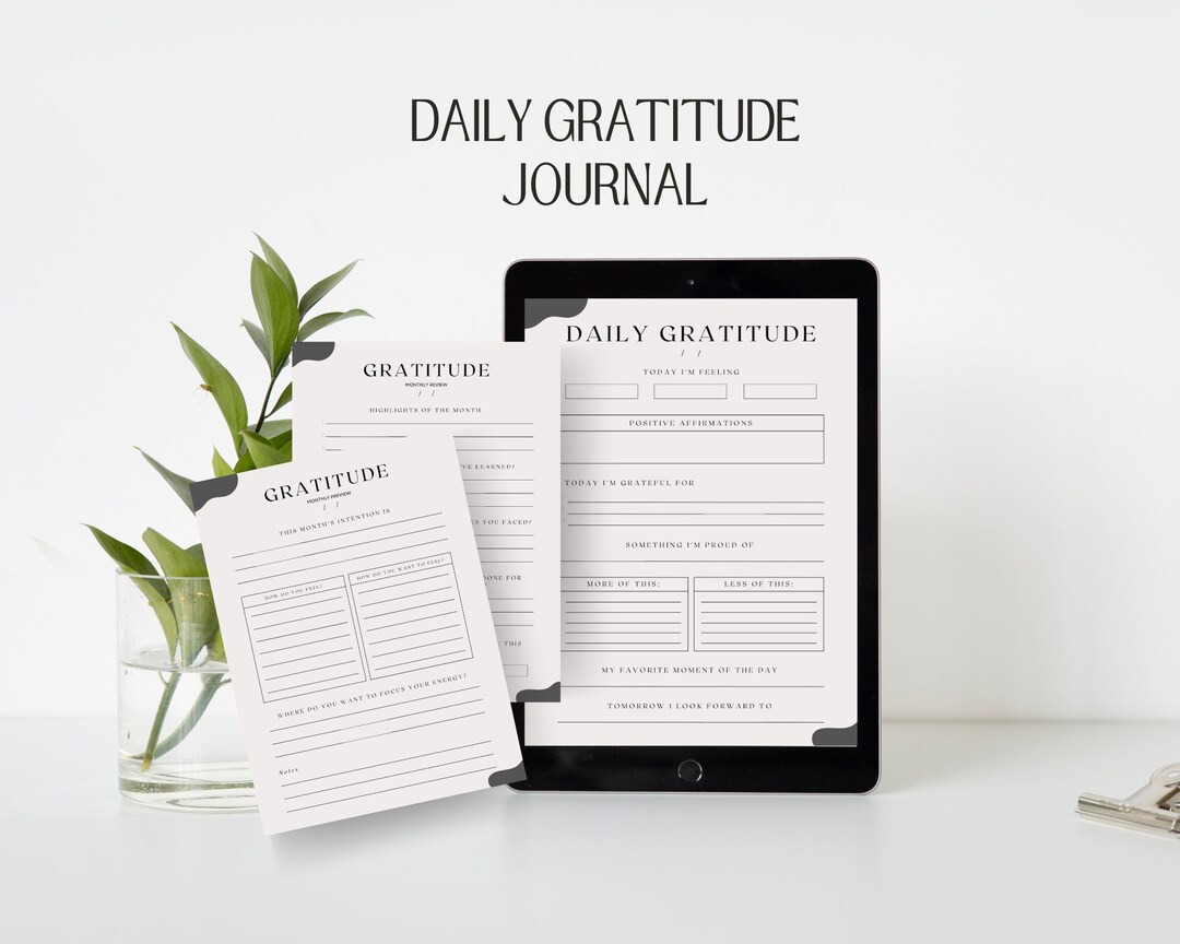 Daily Gratitude Journal Template, Daily Reflection, Self Affirmation ...
