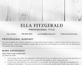 Professional Modern Clean Minimalist ATS Friendly Resume, CV Template ...