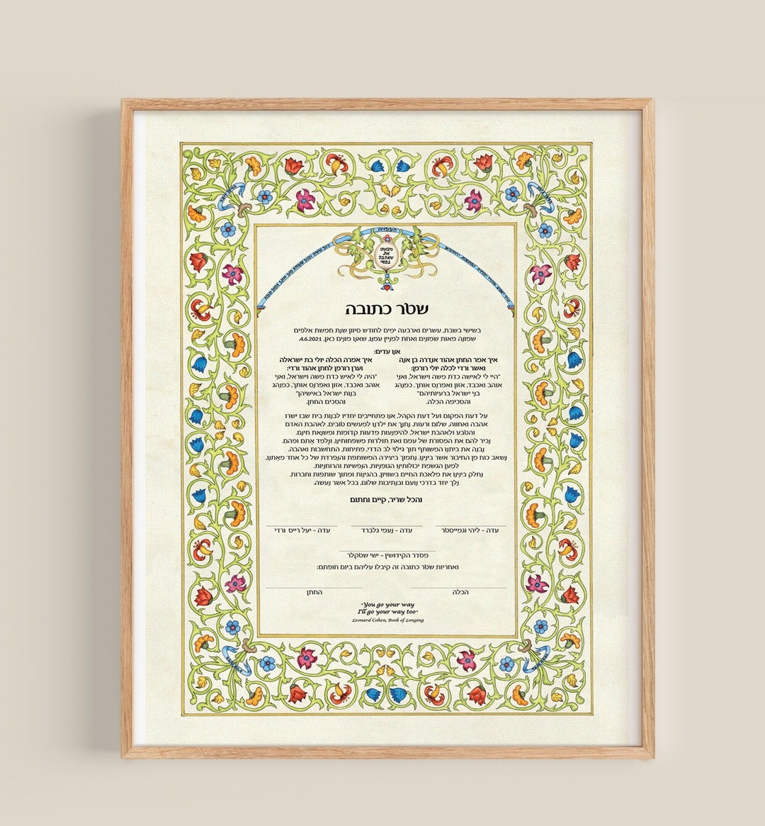 Ancient Italian Ketubah, Custom Jewish Marriage Contract, Fine Art ...