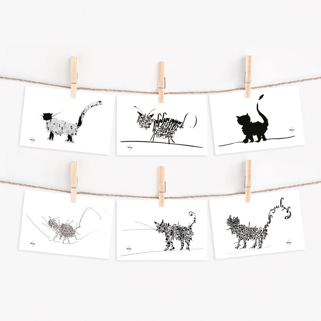 Cat Art Drawing Print, Cat Illustration Print, Cat Lover Gift Wall Art ...
