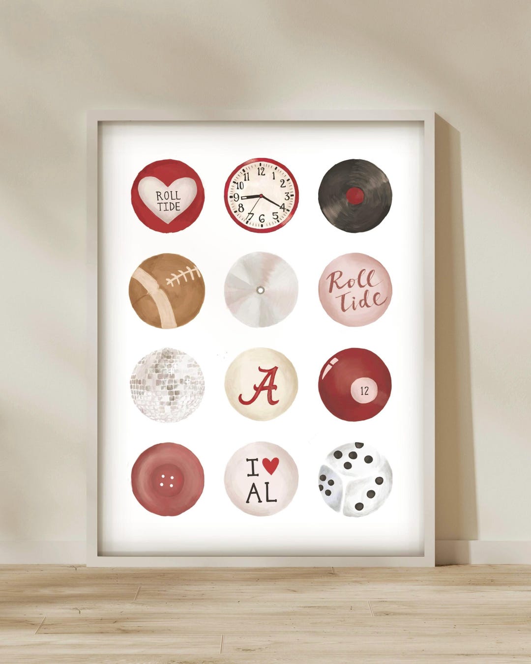 University of Alabama Handpainted Circle Collage Poster, College Dorm ...