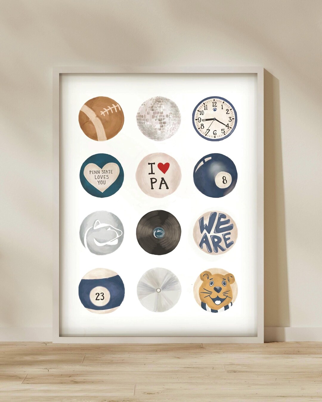 Penn State Handpainted Circle Collage Poster, College Dorm Room Decor ...