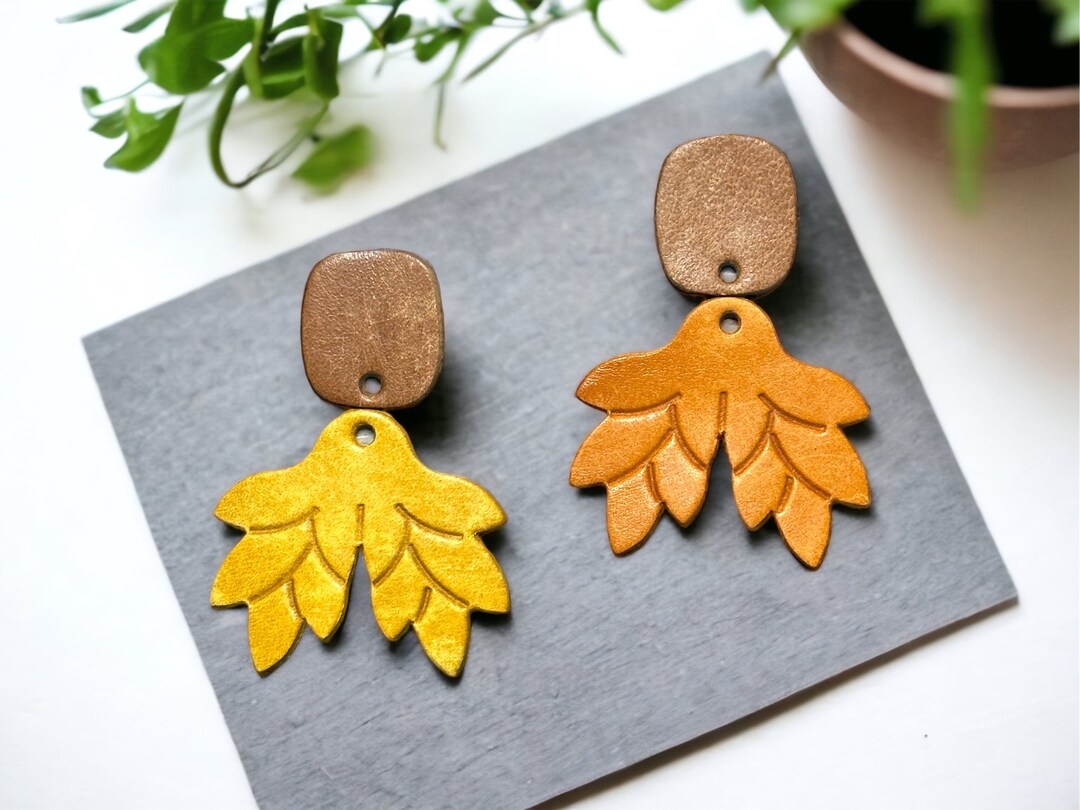 Embossed Flower Leather Earring Blanks, Flower Leather Earrings DIY ...