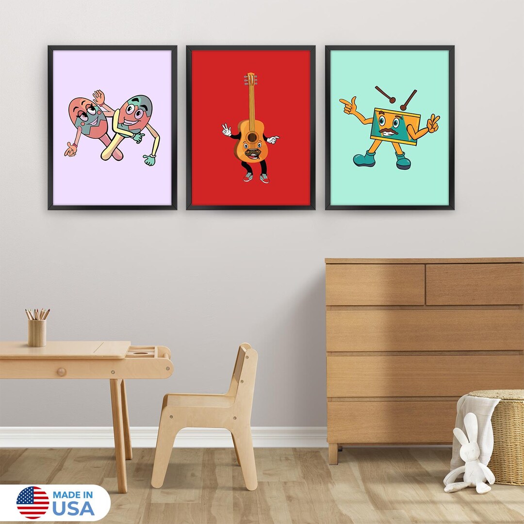 Musical Mayhem Safari Animal Fruits Nursery Prints – Playful Kids Wall ...
