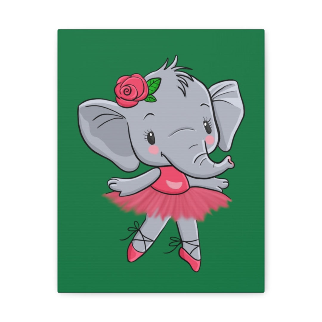 Ella the Elephant Gallery Wrapped Canvas Wall Art for Kids Room Decor ...