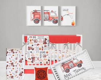 Firefighter Crib Set - Etsy