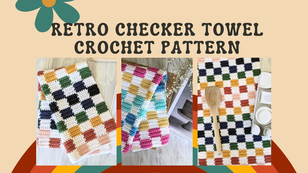 Retro Checker Hand Towel Crochet Pattern / Home Decor / Crochet Towel ...
