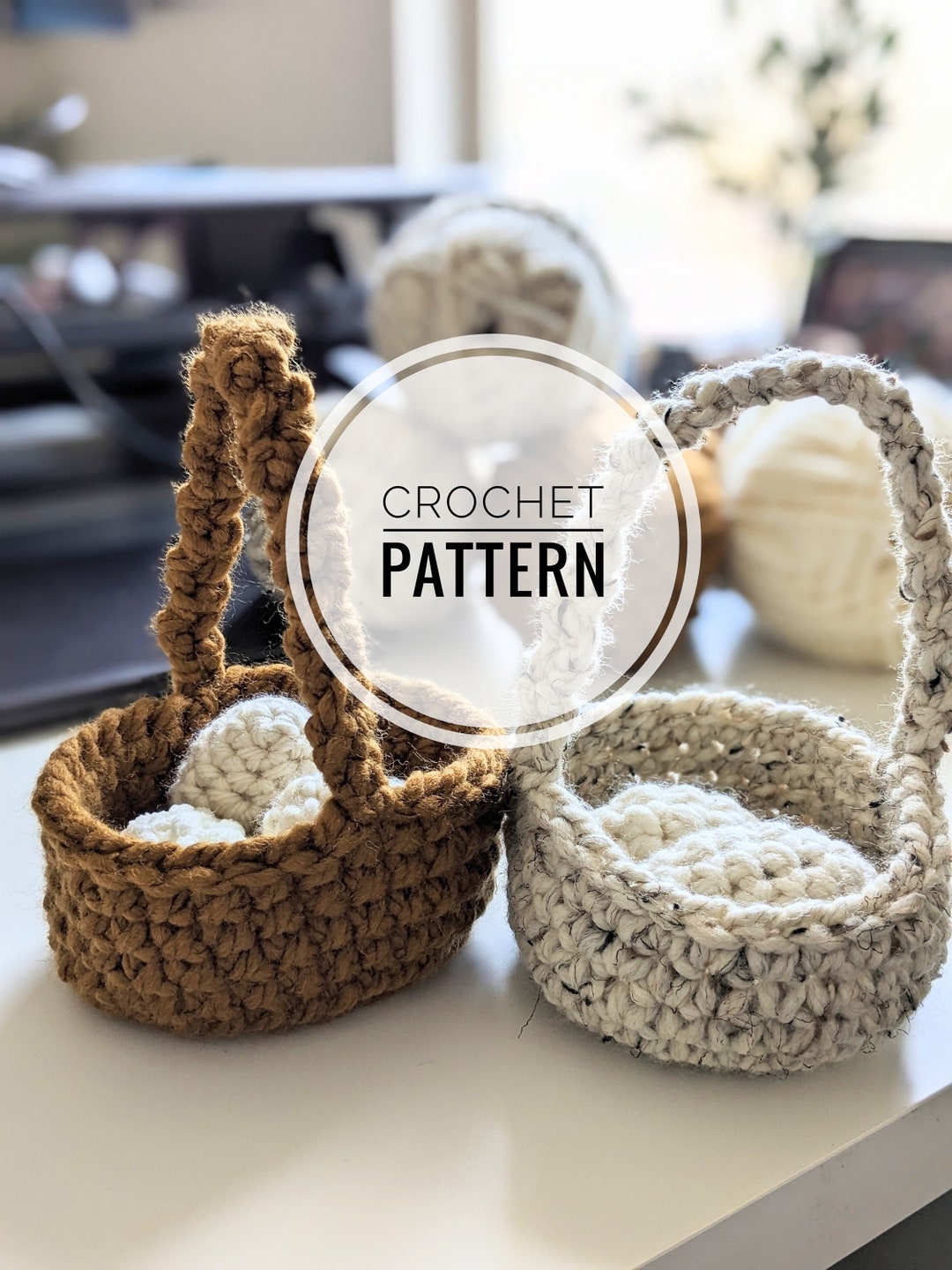 Boho Easter Basket and Eggs Crochet Pattern - No Sew! // Crochet Basket ...