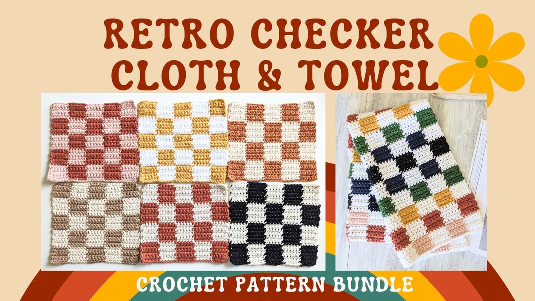 Retro Checker Cloth and Towel Crochet Pattern Bundle / Checker ...