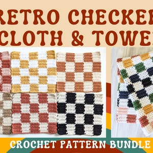 Retro Checker Cloth and Towel Crochet Pattern Bundle / Checker ...