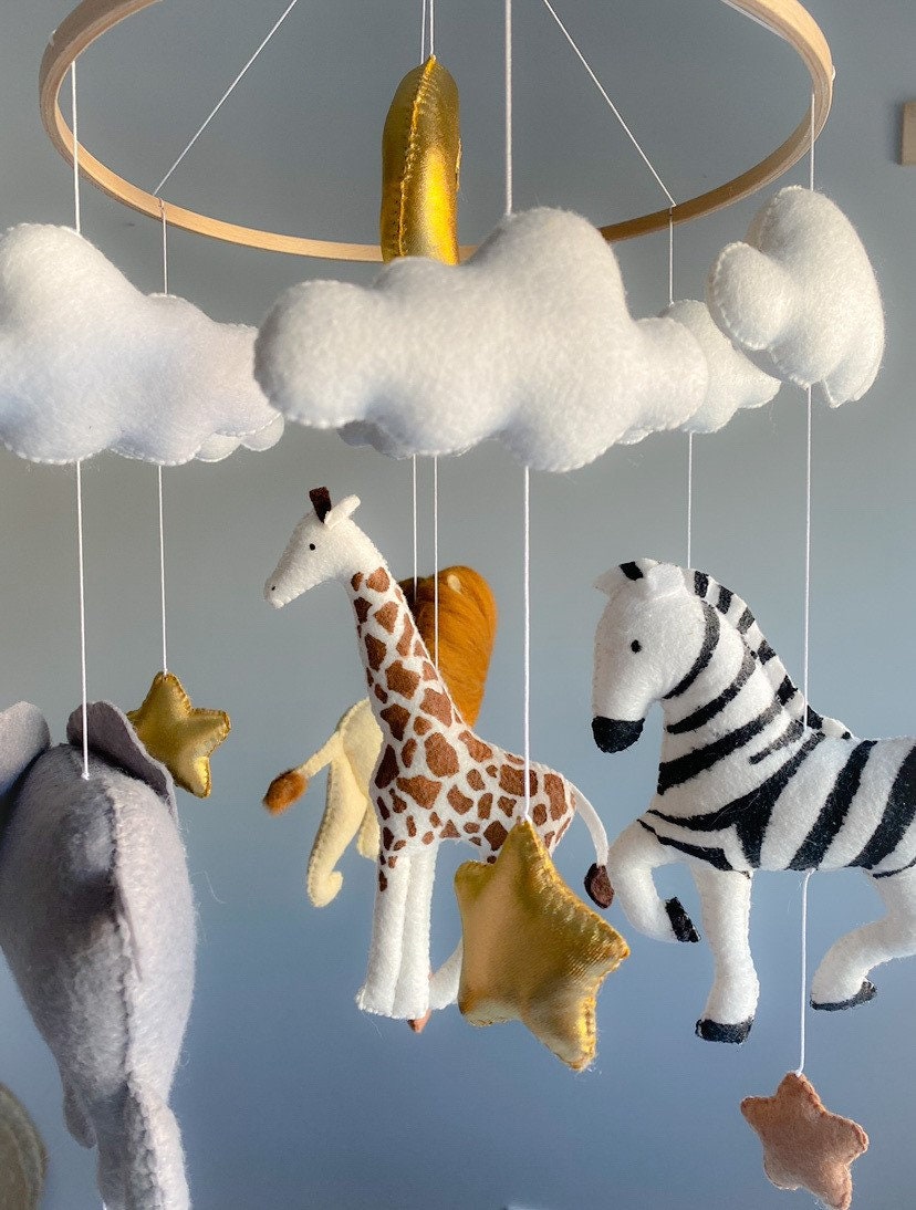 Safari Baby Mobile With Moon - Etsy
