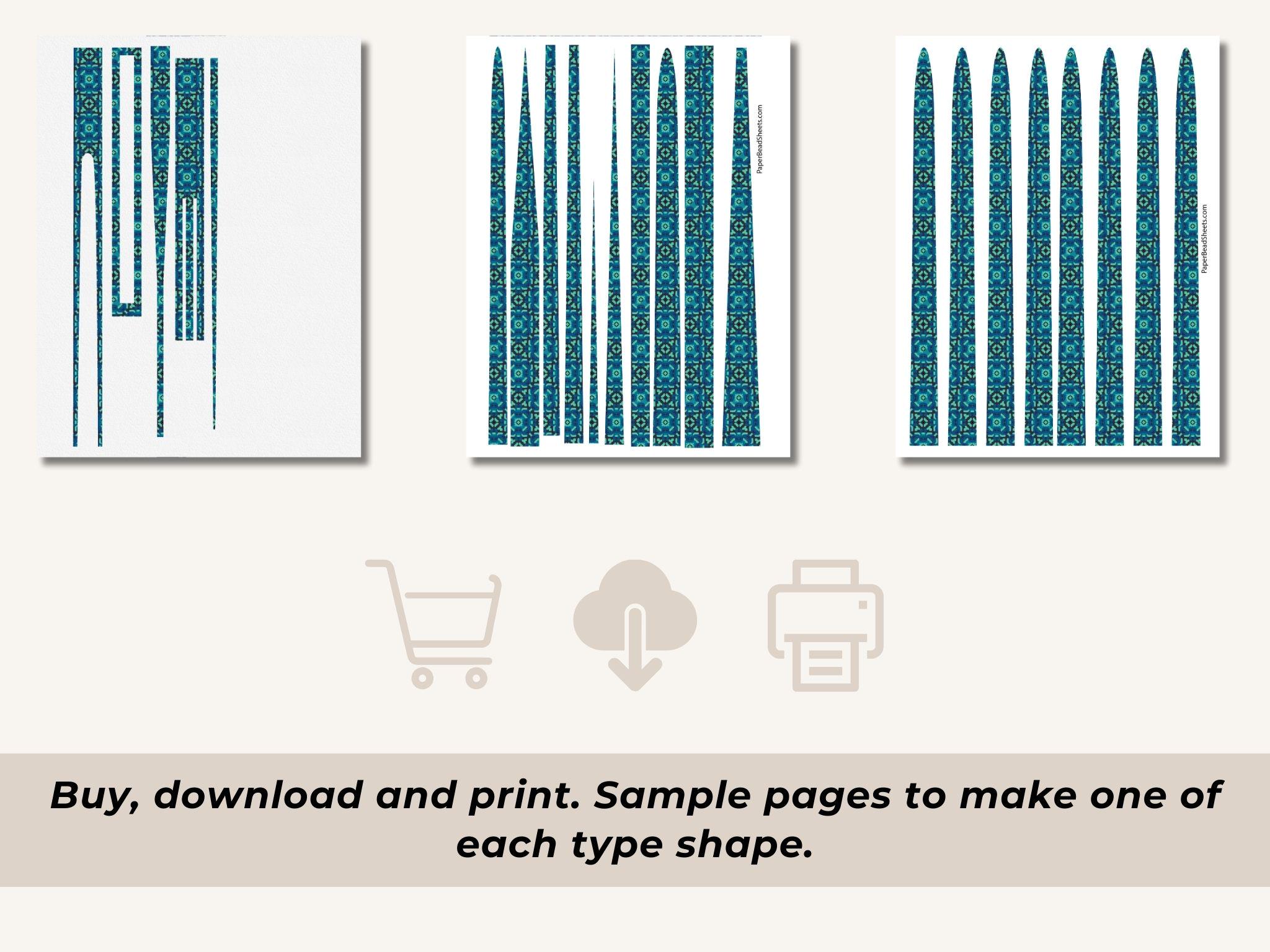 Printable Paper Bead Sheets Patterns Blues and Greens 1 - Etsy