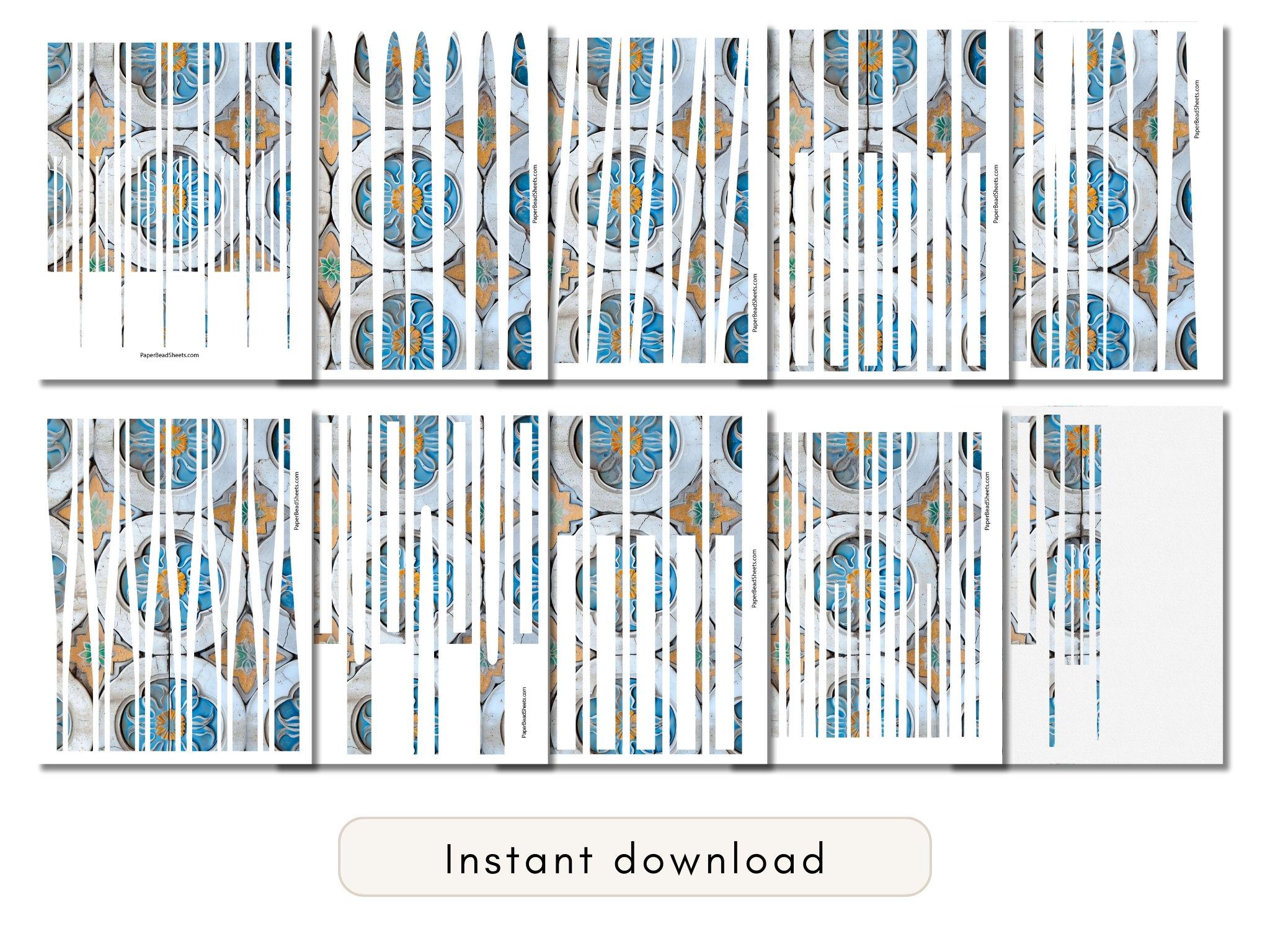Printable Paper Bead Sheets Patterns Light Blue Floral - Etsy