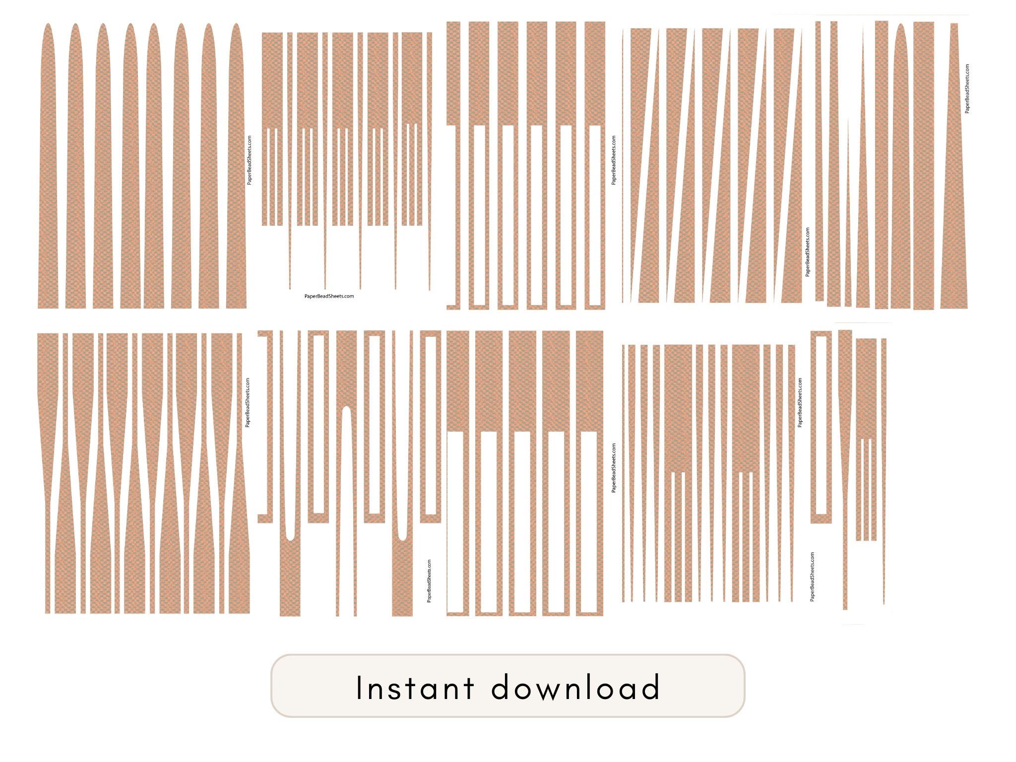 Printable Paper Bead Sheets Patterns Orange Khaki - Etsy