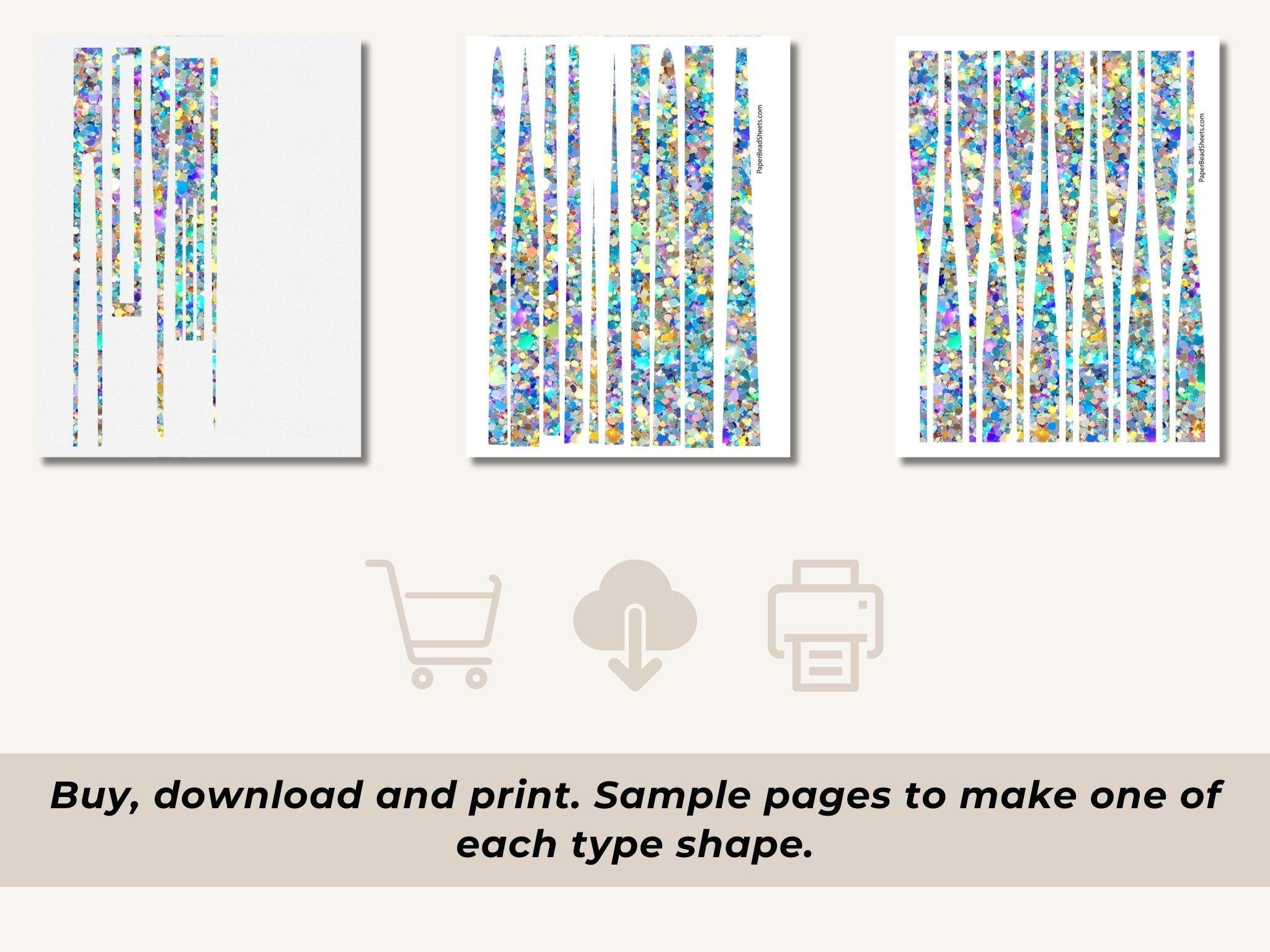 Printable Paper Bead Sheets Patterns Iridescent Glitter 1 - Etsy