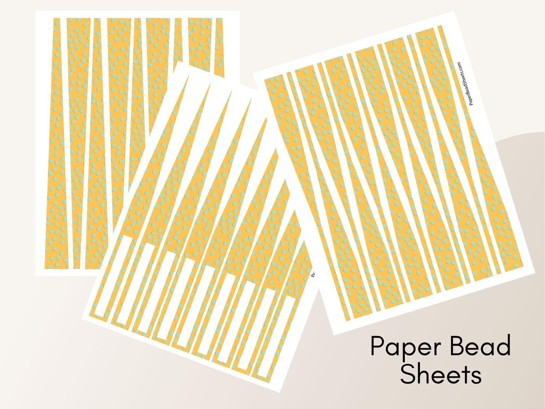Printable Paper Bead Sheets Patterns Green Polka Dots on Yellow - Etsy