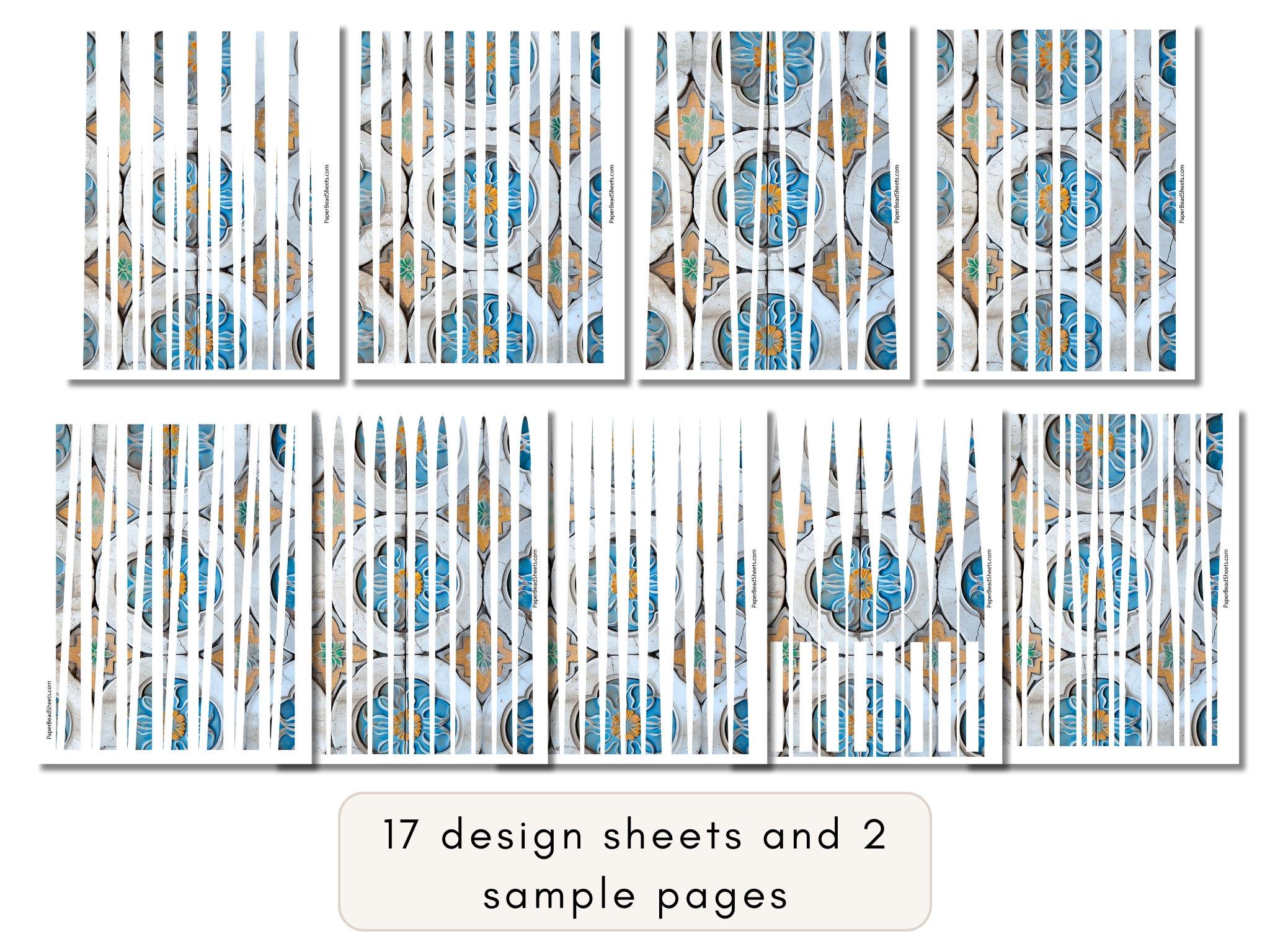 Printable Paper Bead Sheets Patterns Light Blue Floral - Etsy