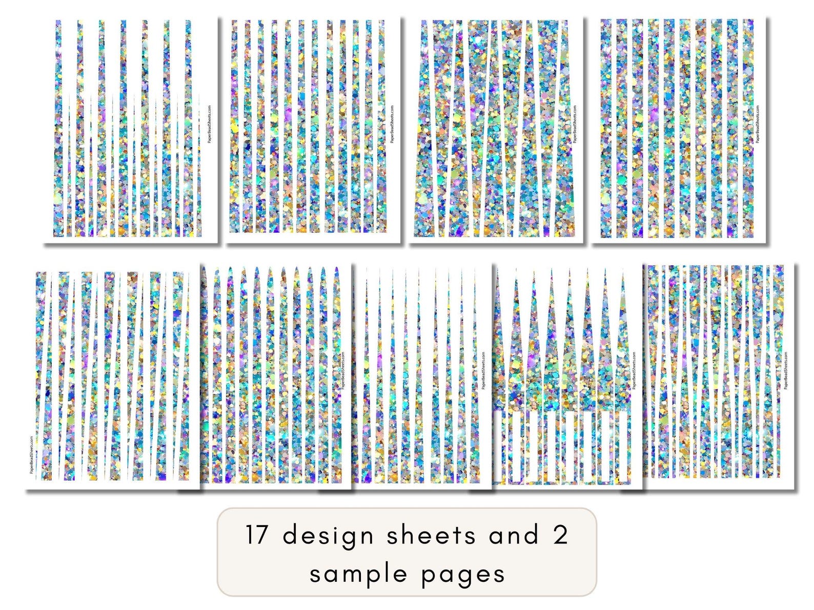 Printable Paper Bead Sheets Patterns Iridescent Glitter 1 - Etsy